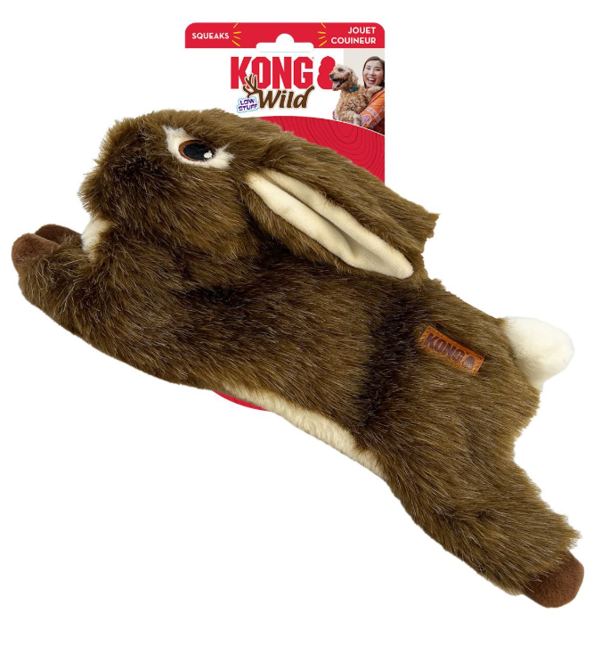 KONG Wild Low Stuffing Floppy Rabbit Squeaker Dog Toy – Perfectly Pawesome